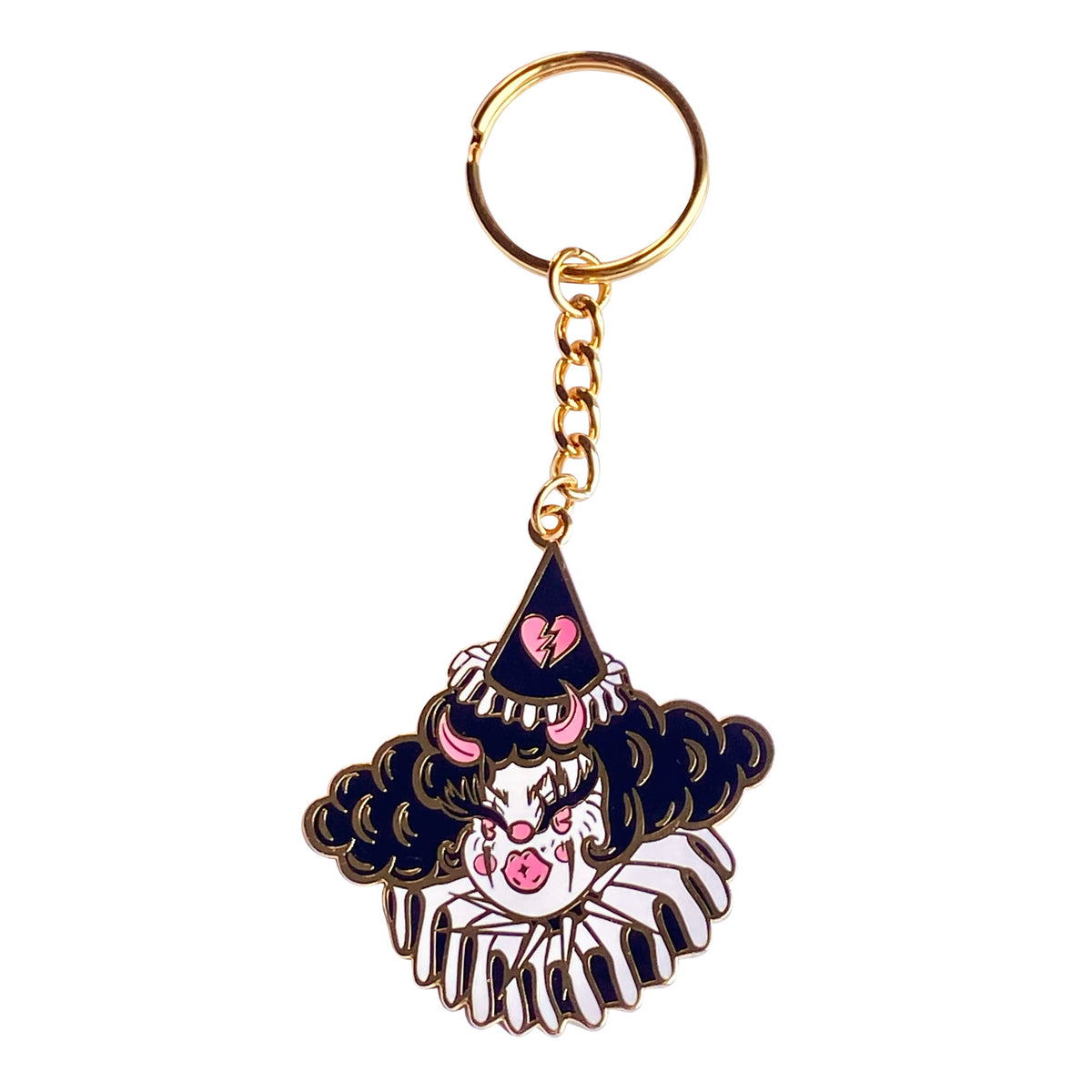 Goth Bimbo the Clown Gold Keychain – Creepy Gals